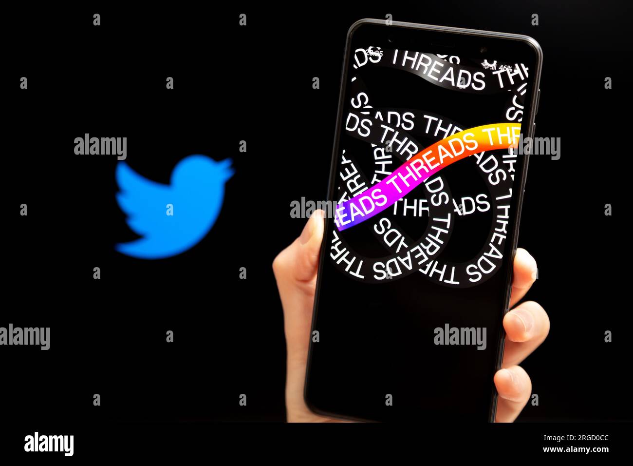 Ukraine, Odesa - July, 7 2023: Hand holding mobile with Threads app ...