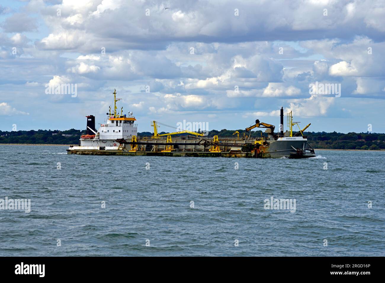 The Dredger Sospan Dau is seen leaving Southampton Water and entering ...