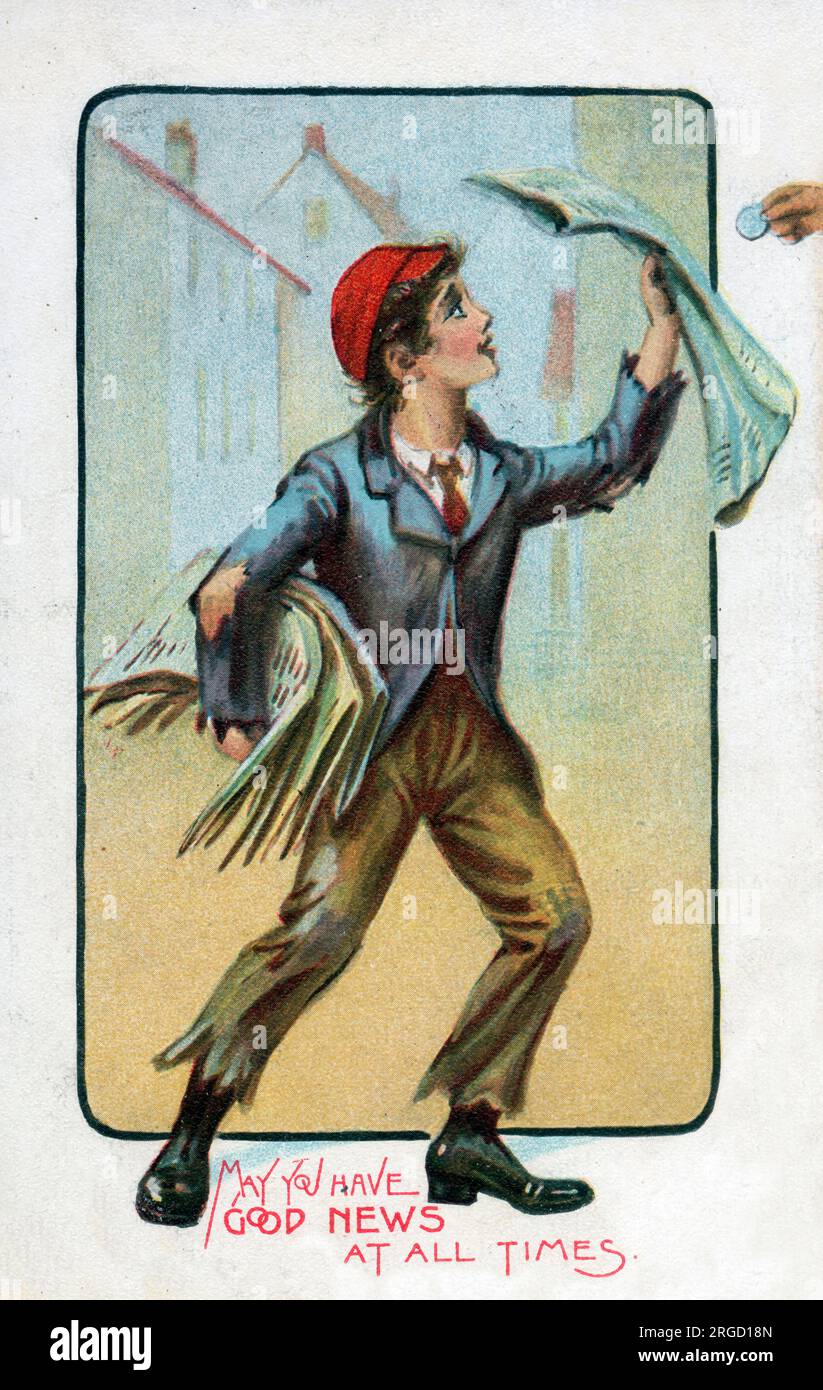 Young British Newspaper Boy delivering the morning paper Stock Photo ...