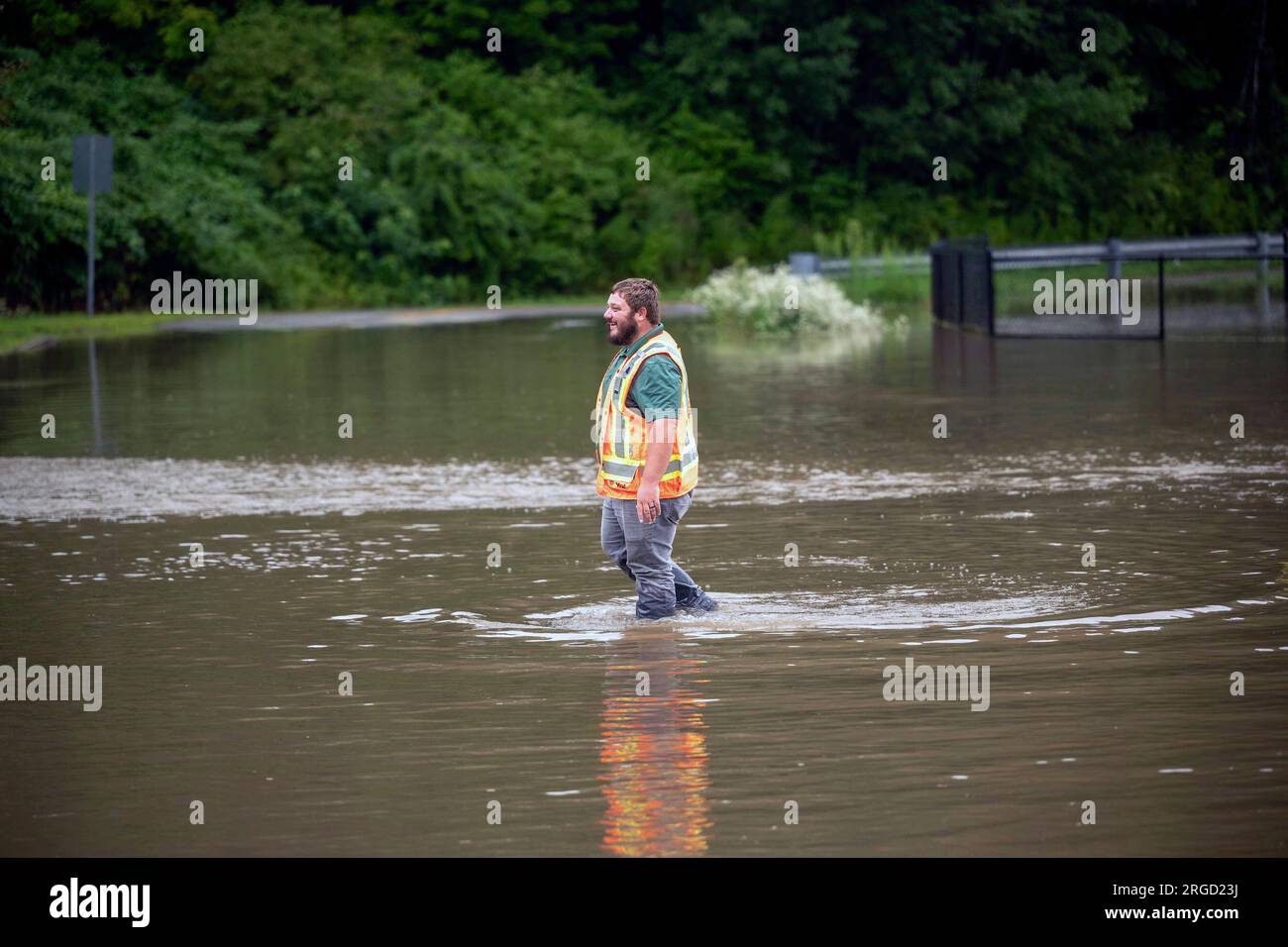 Tyler Lessard, an Auburn Public Works supervisor, wades through calf ...