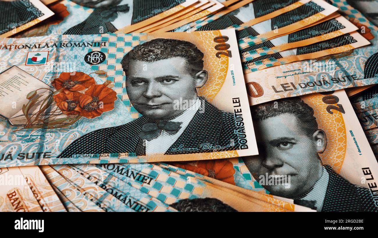 Romanian LEI Currency Banknote. RON Money European Currency Stock Photo ...