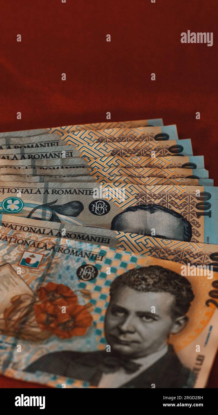 Romanian LEI Currency Banknote. RON Money European Currency Stock Photo ...