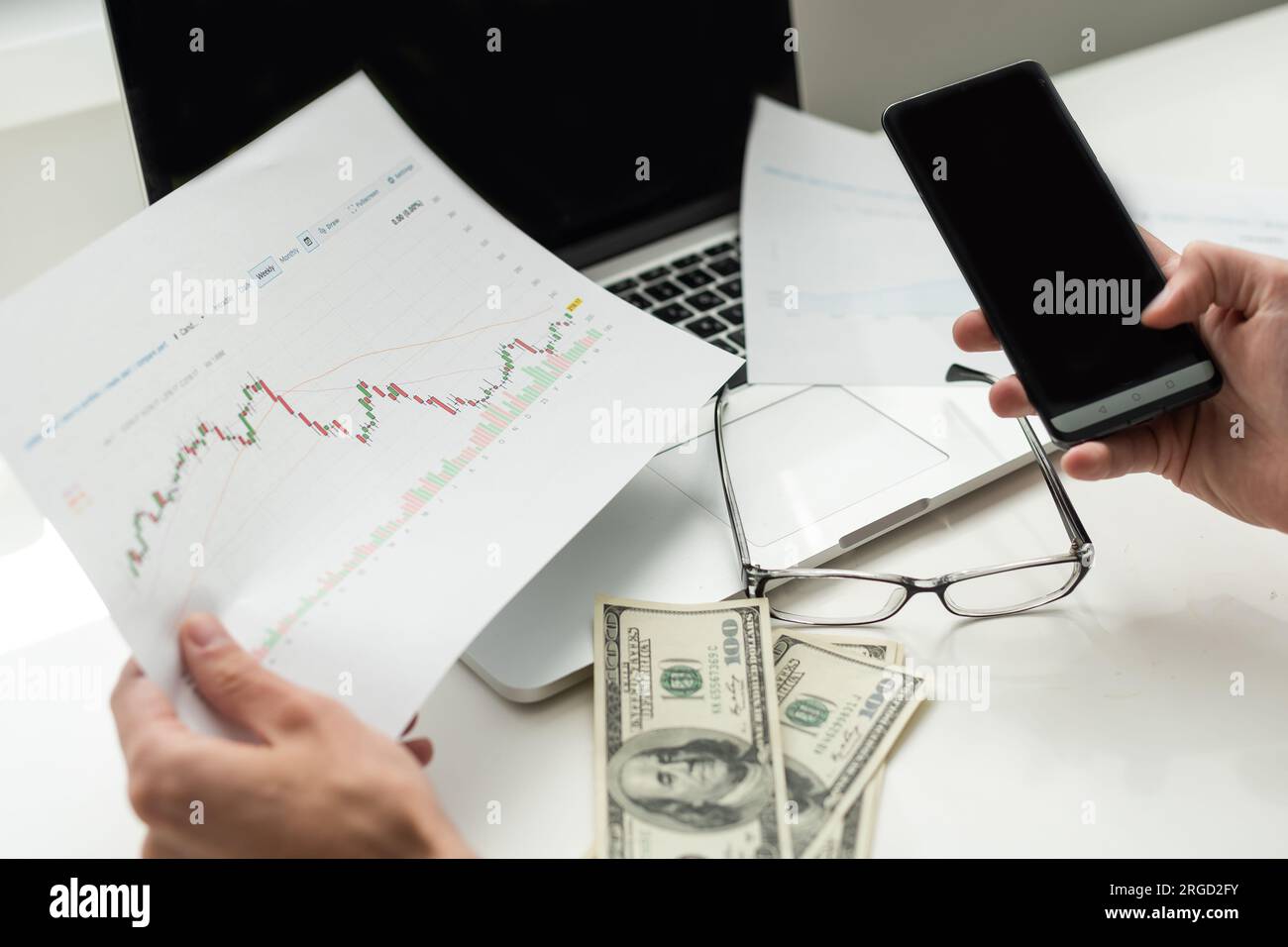 Financial printed paper charts, graphs and diagrams Stock Photo - Alamy