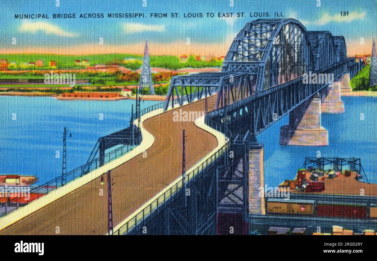 St. Louis, Missouri, USA - Municipal Bridge across the Mississippi ...
