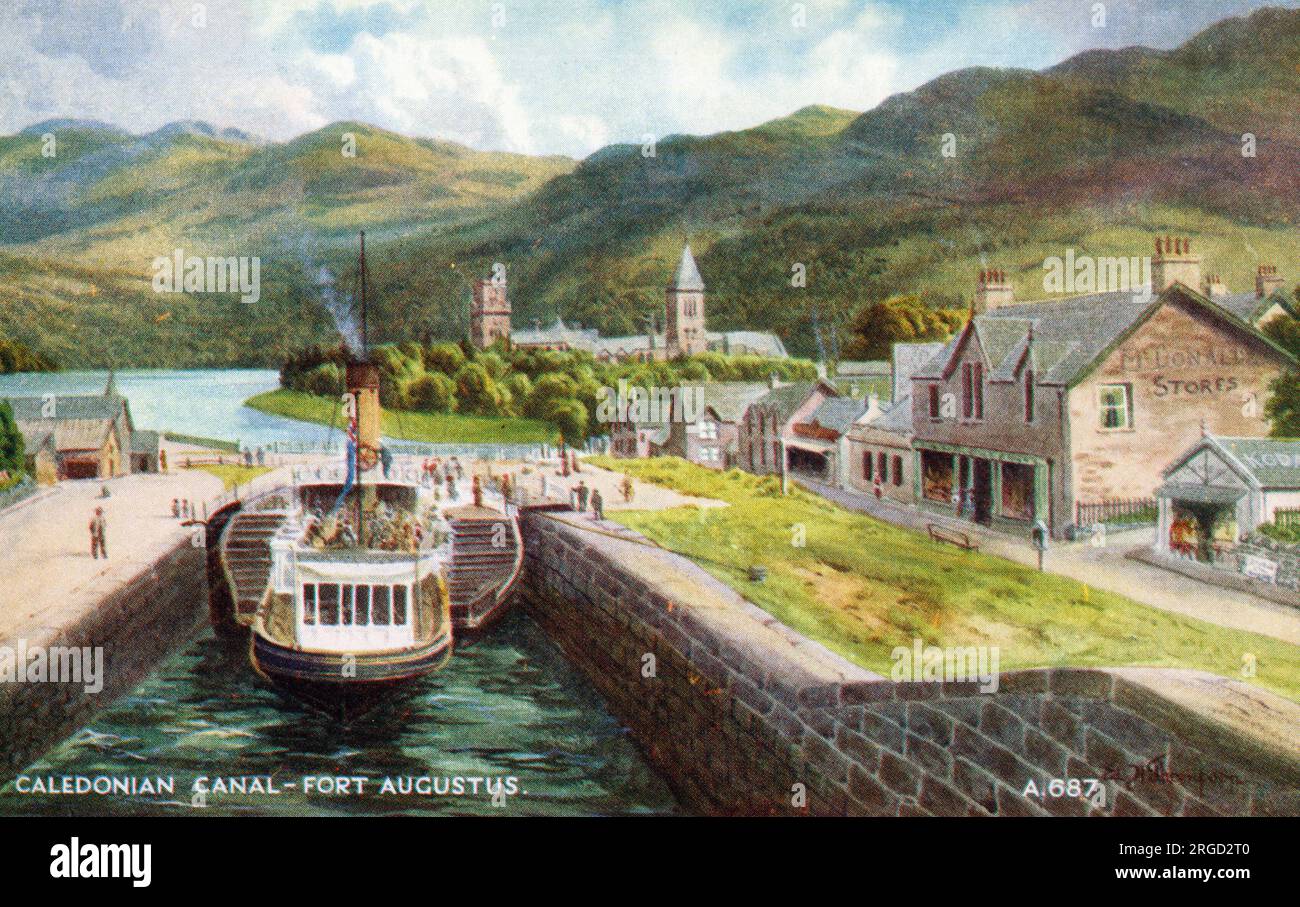 Caledonian Canal, Scotland - The lock at Fort Augustus Stock Photo - Alamy