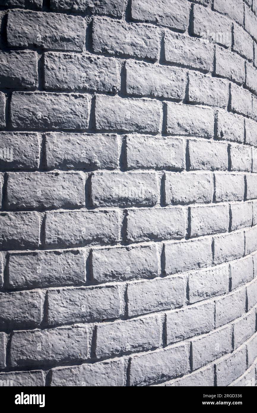 Closeup detail perspective of rounded tower and turret wall - shadow on ...