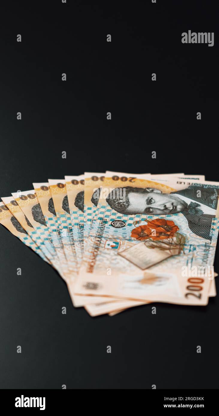 Romanian LEI Currency Banknote. RON Money European Currency Stock Photo ...