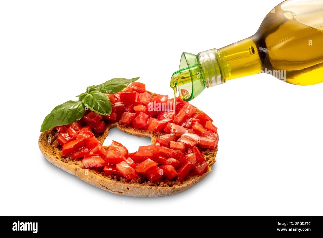 Italian dry bread friselle with chopped cherry tomatoes and basil ...