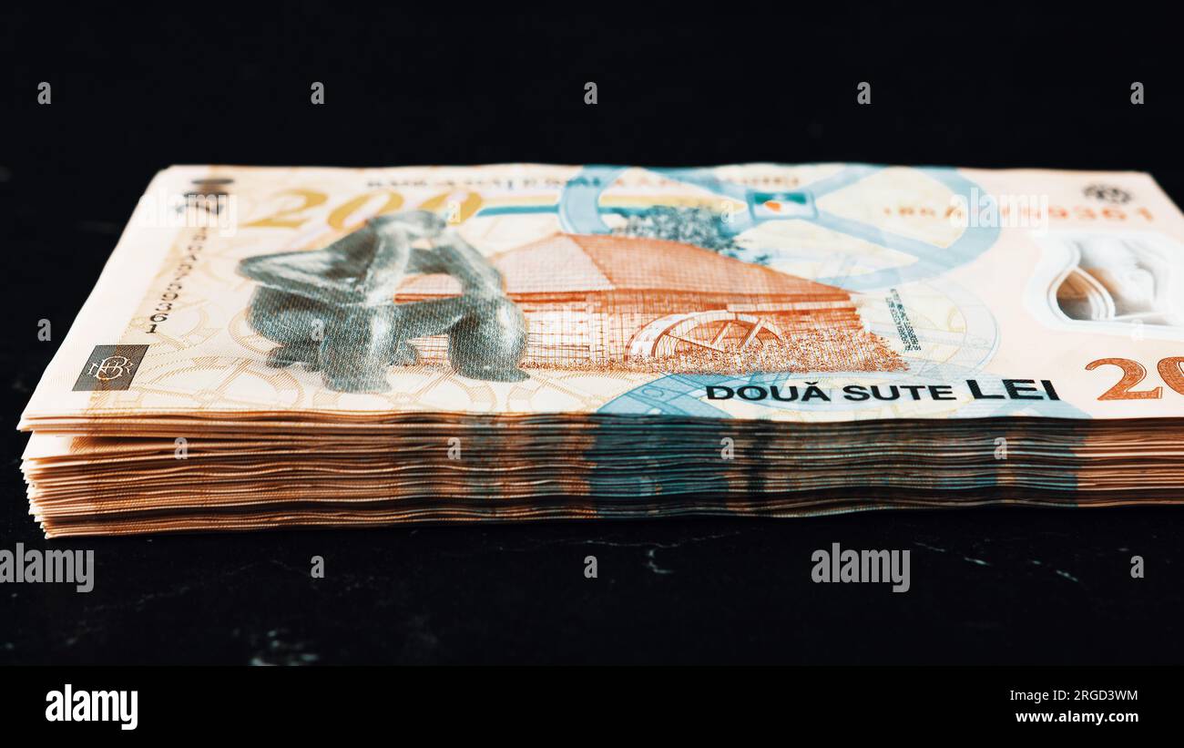 Romanian LEI Currency Banknote. RON Money European Currency Stock Photo ...