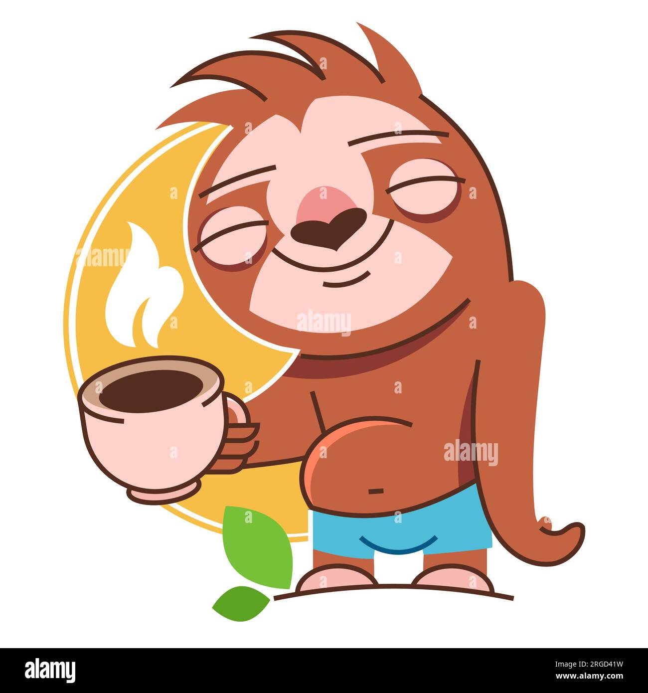 Cute Sloth Sleeping With Coffee Cup Cartoon Vector Icon Illustration ...
