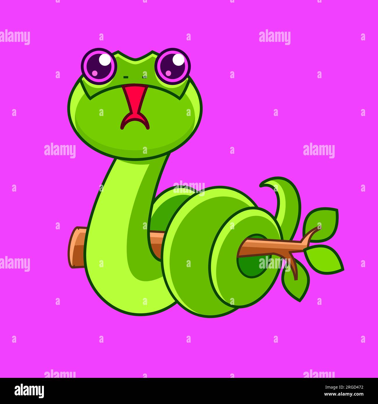 Vector of a green snake slithering in action with tongue out Stock ...