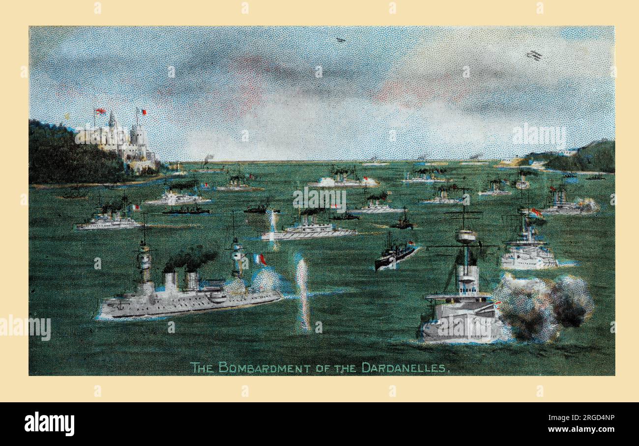 WW1 - The Bombardment of the Dardanelles - February, 1915 Stock Photo ...