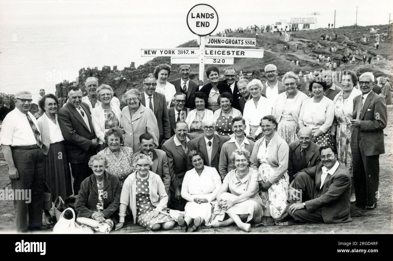 Jolly Tour Party of Senior Citizens from Leicester at Lands End ...