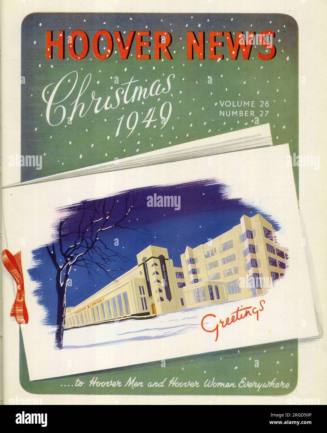 Cover design, Hoover News, Christmas 1949, with an image of the Hoover ...
