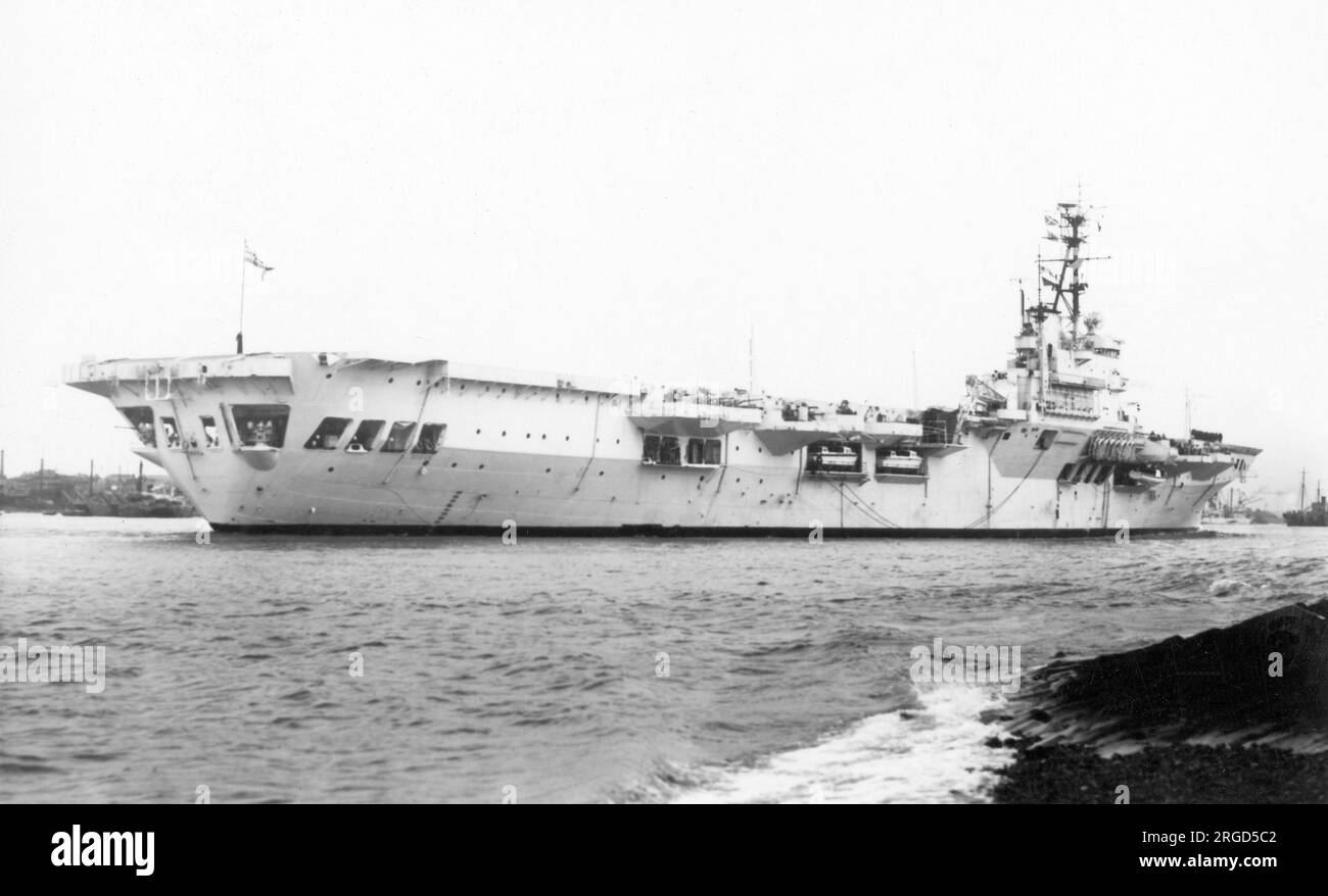 Royal Navy - HMS Ark Royal (91), fleet aircraft carrier, seen in June ...