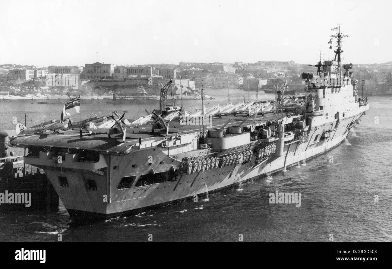 Royal Navy - HMS Eagle R05, an Audacious-class aircraft carrier, seen ...