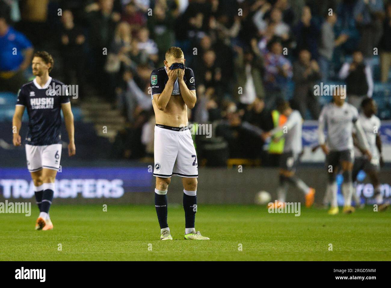 LONDON, UK - 8th Aug 2023: George Saville of Millwall reacts to his ...
