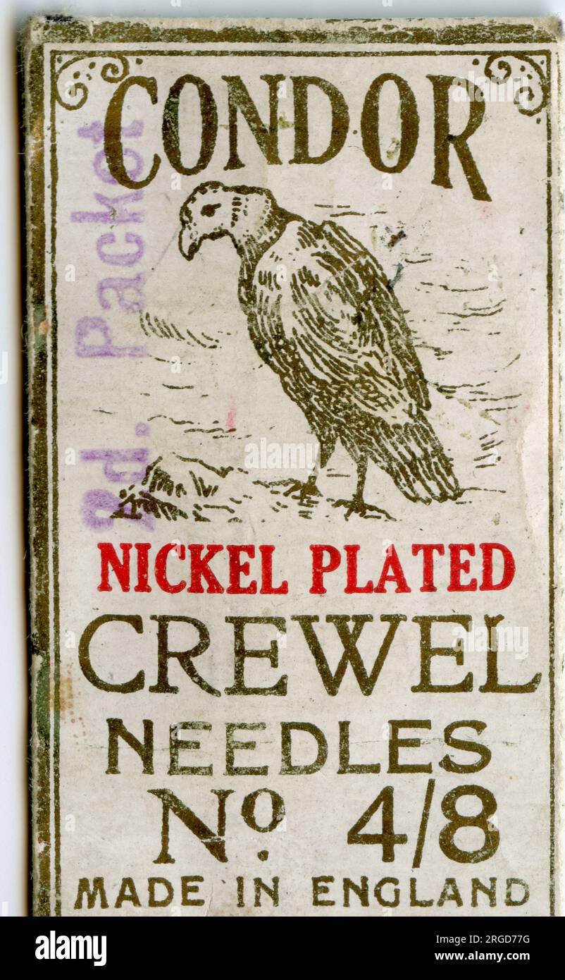 Condor Nickel Plated Crewel Needles, packet design Stock Photo - Alamy