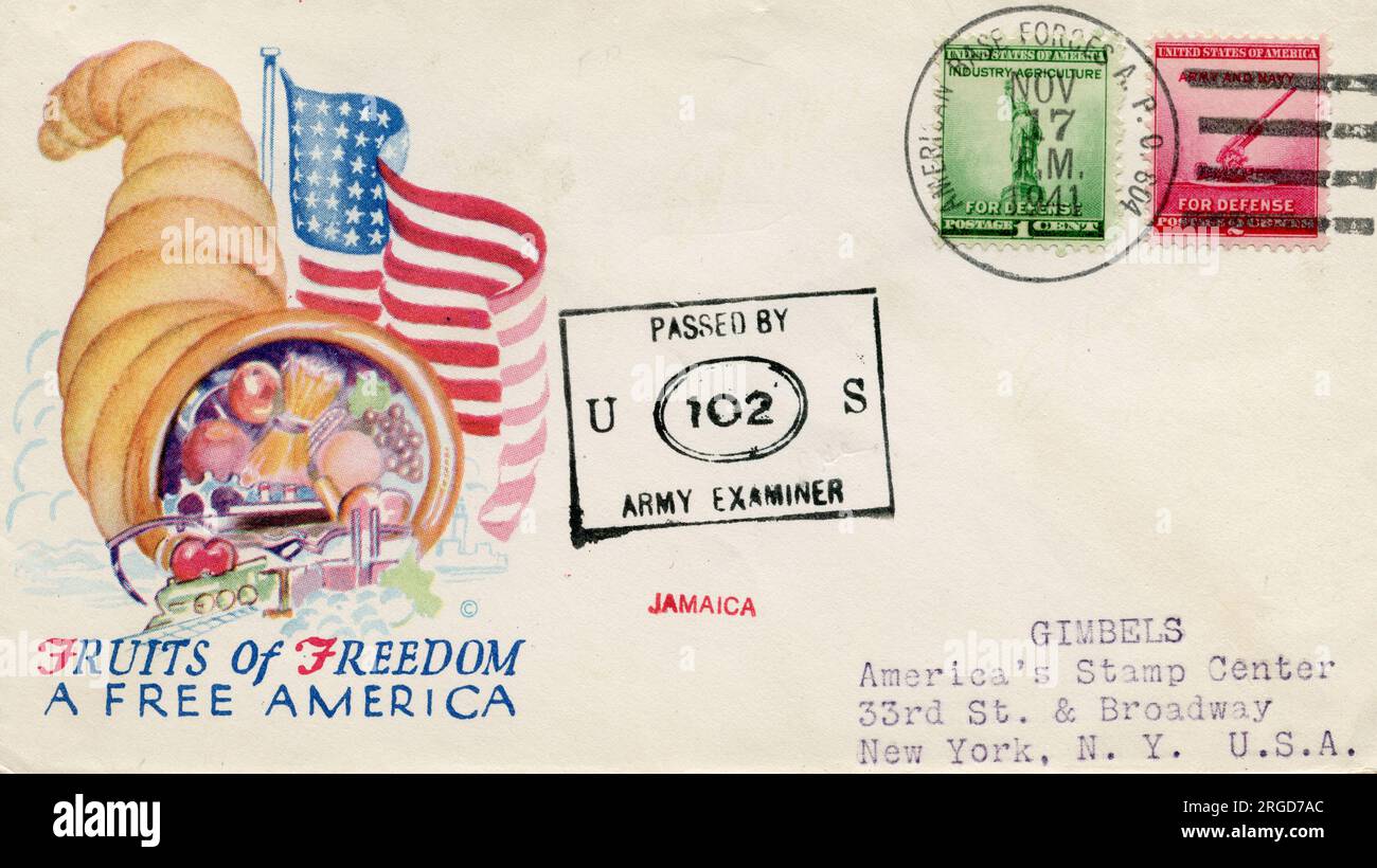 Fruits of Freedom, A Free America, WW2 patriotic postal cover envelope ...