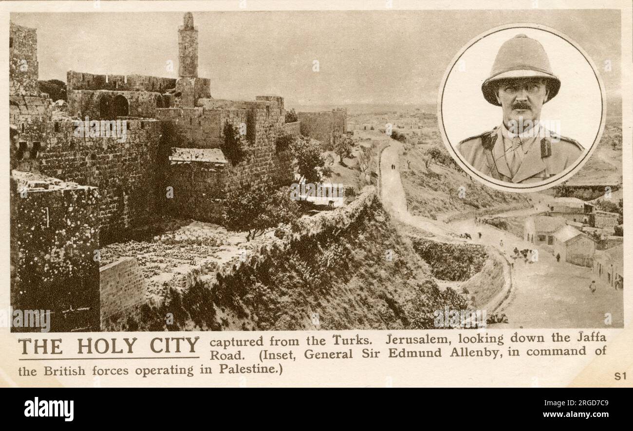 Jerusalem looking down the Jaffa Road, with inset of Sir Edmund Allenby ...