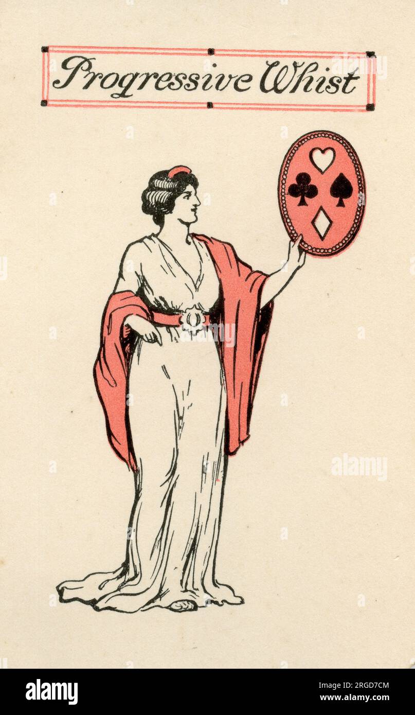 Progressive Whist Playing Cards score card, Classical Lady Stock Photo ...