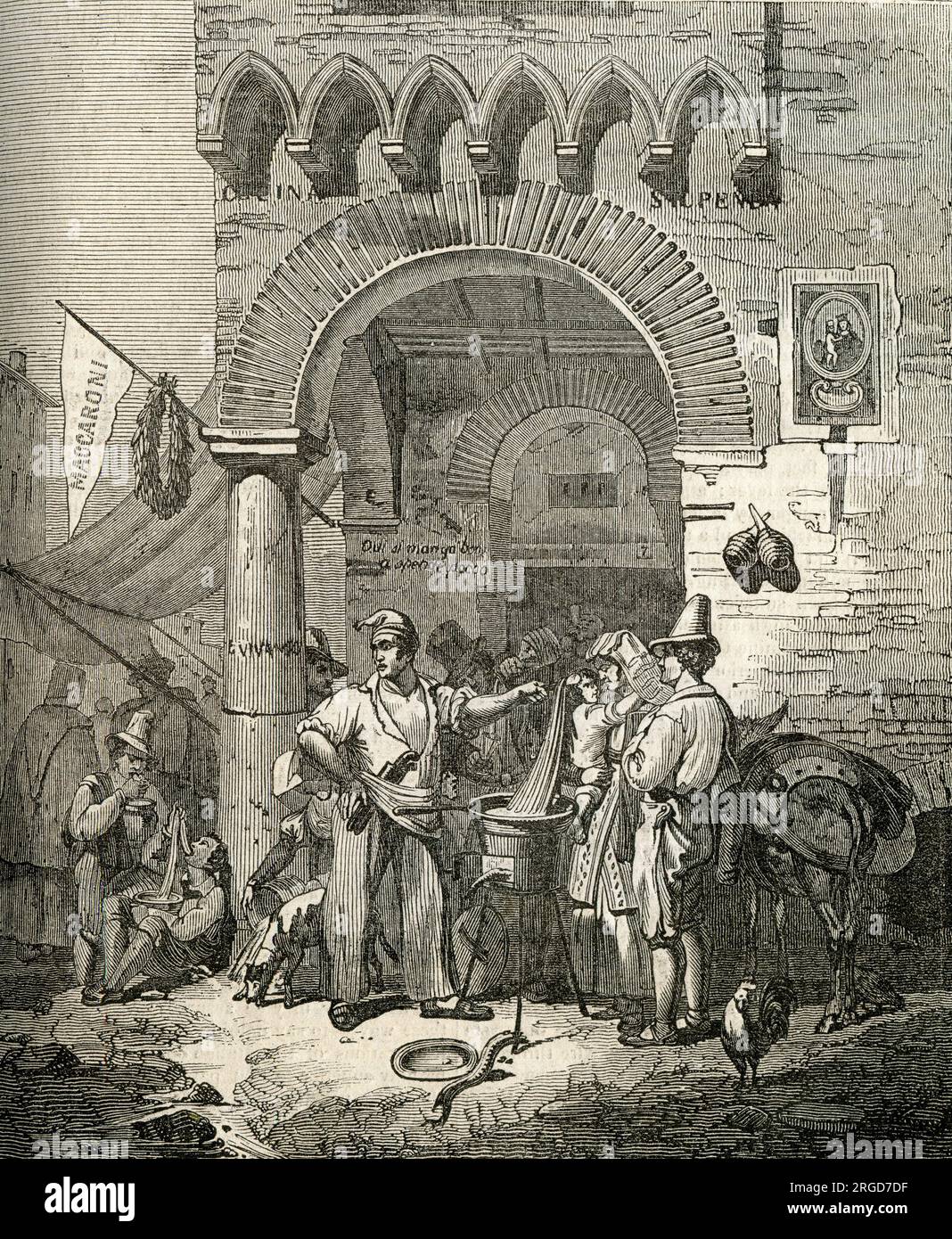 Neapolitan macaroni eaters, the macaroni pasta sellers of Naples Stock ...