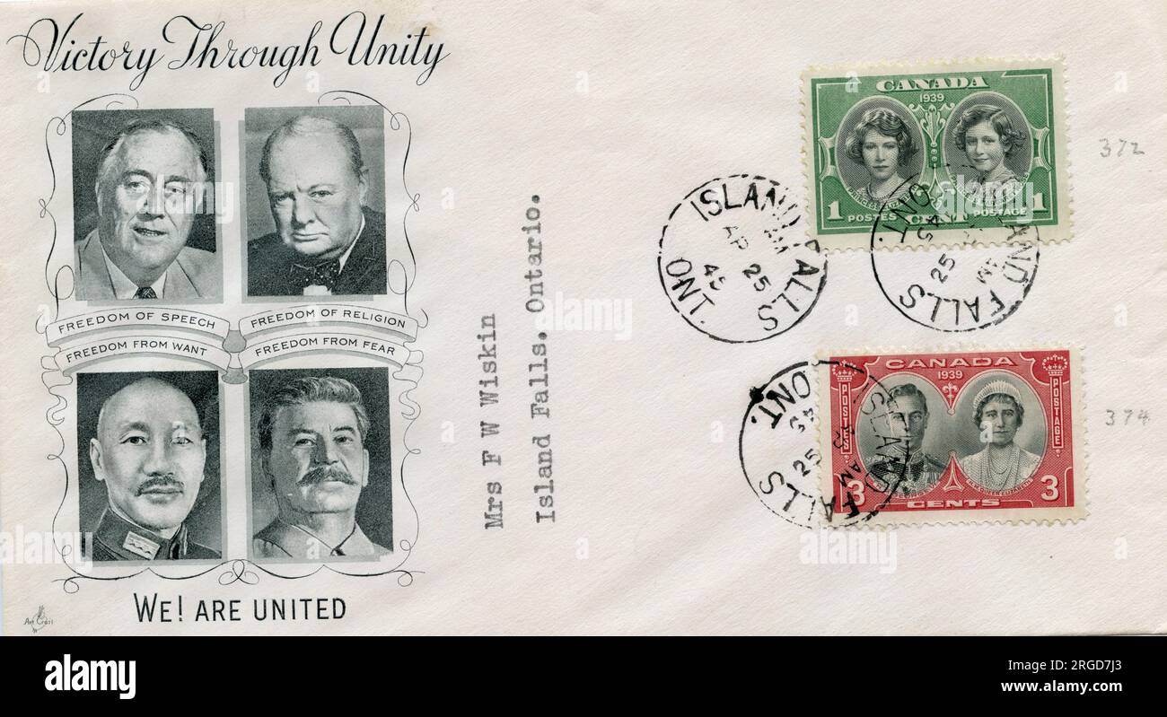 Victory Through Unity, We Are United, WW2 envelope, Canada 1945 ...