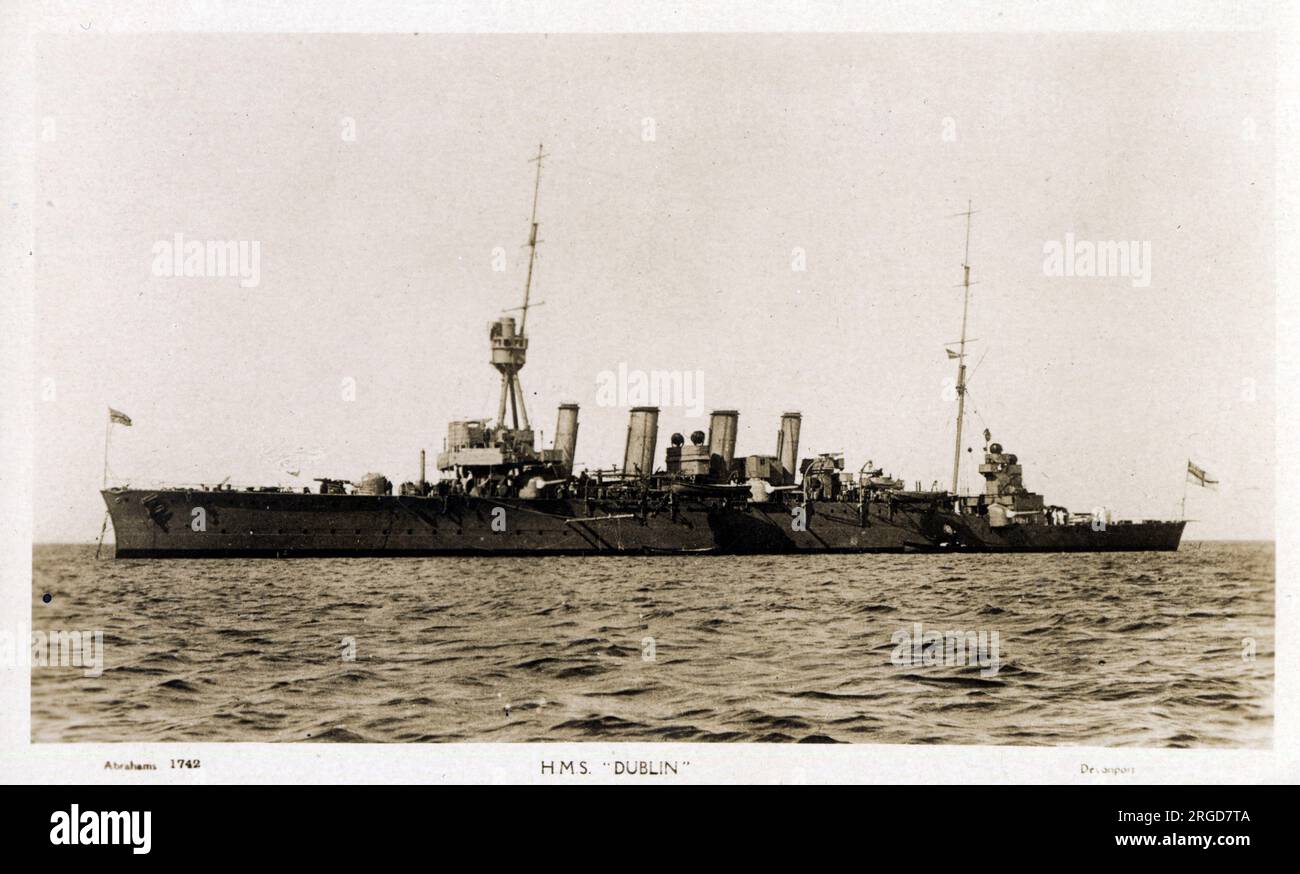 HMS Dublin - a Chatham class light cruiser that took part in the search ...