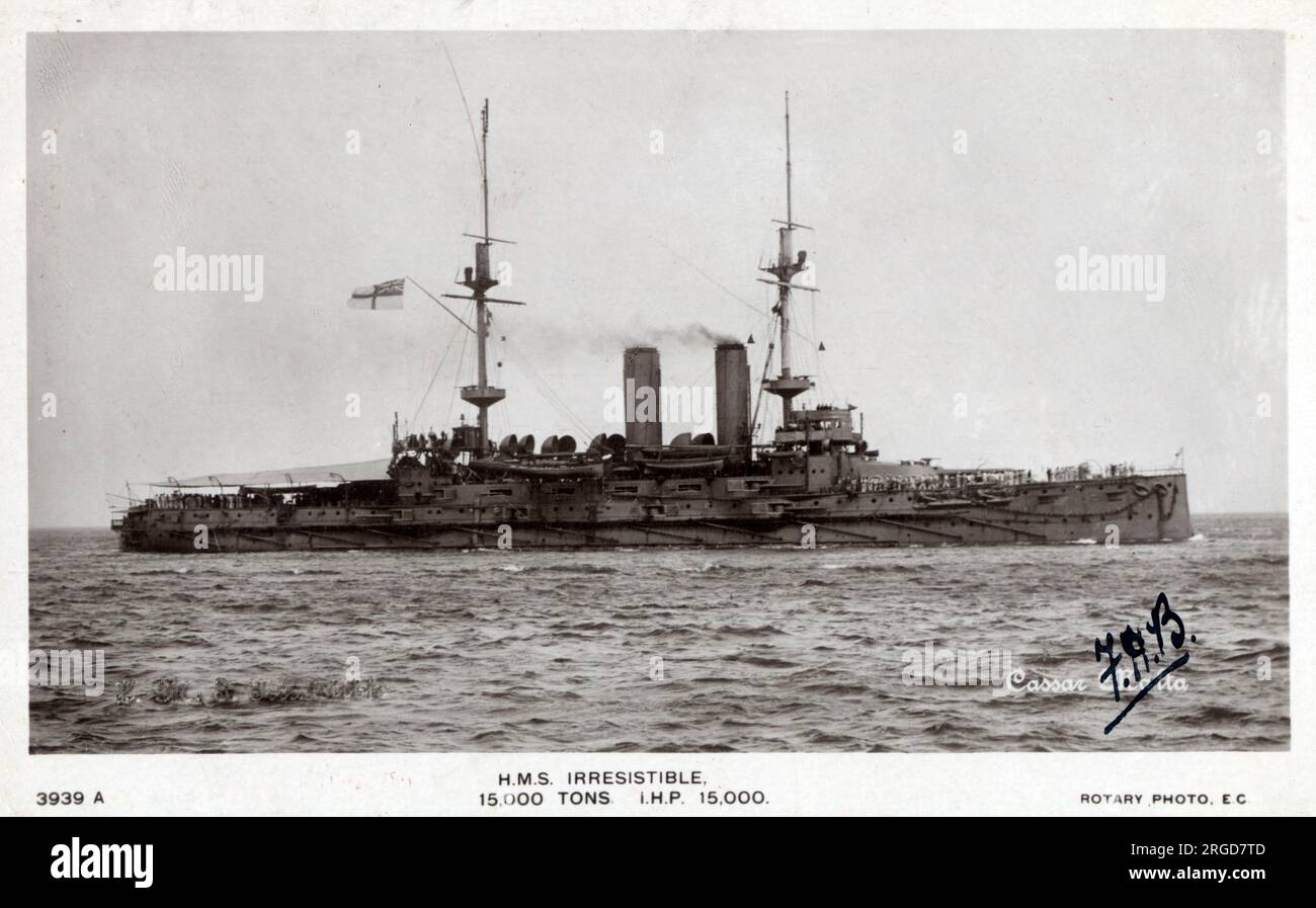 HMS Irresistable - a Formidable-class pre-dreadnought battleship Stock ...