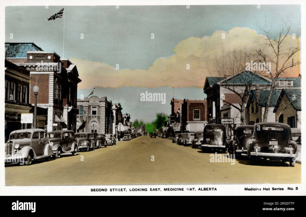 Second Street, Looking East, Medicine Hat, Alberta, Canada Stock Photo ...