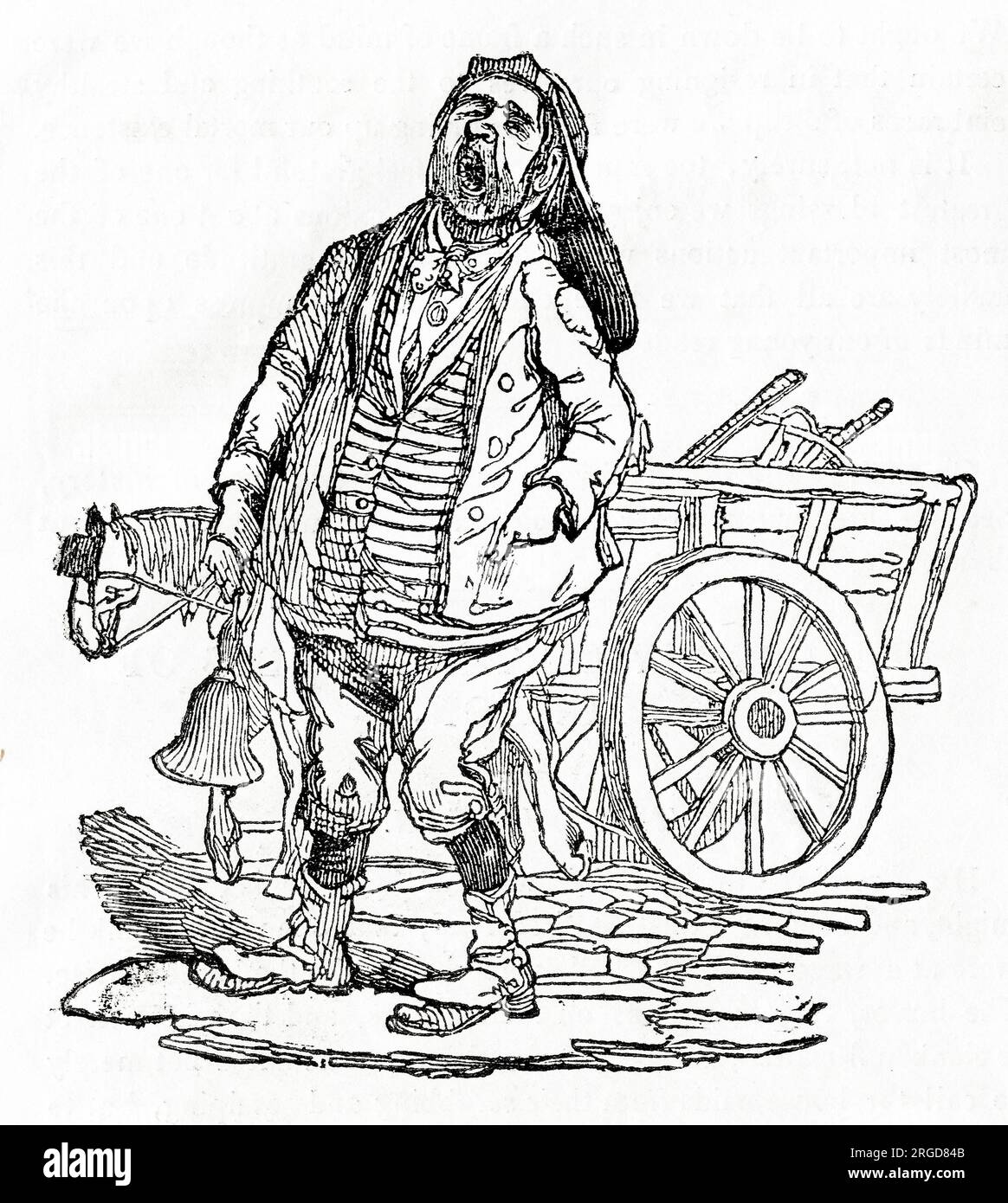 The Dustman, yawning by his horse and cart Stock Photo - Alamy