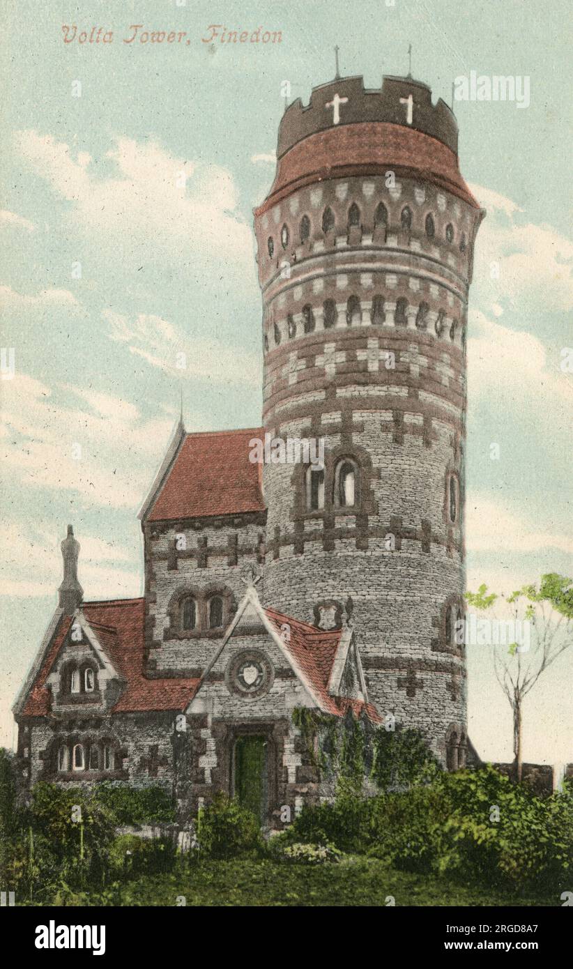Volta Tower folly, Finedon, Northamptonshire, built in 1865, collapsed ...