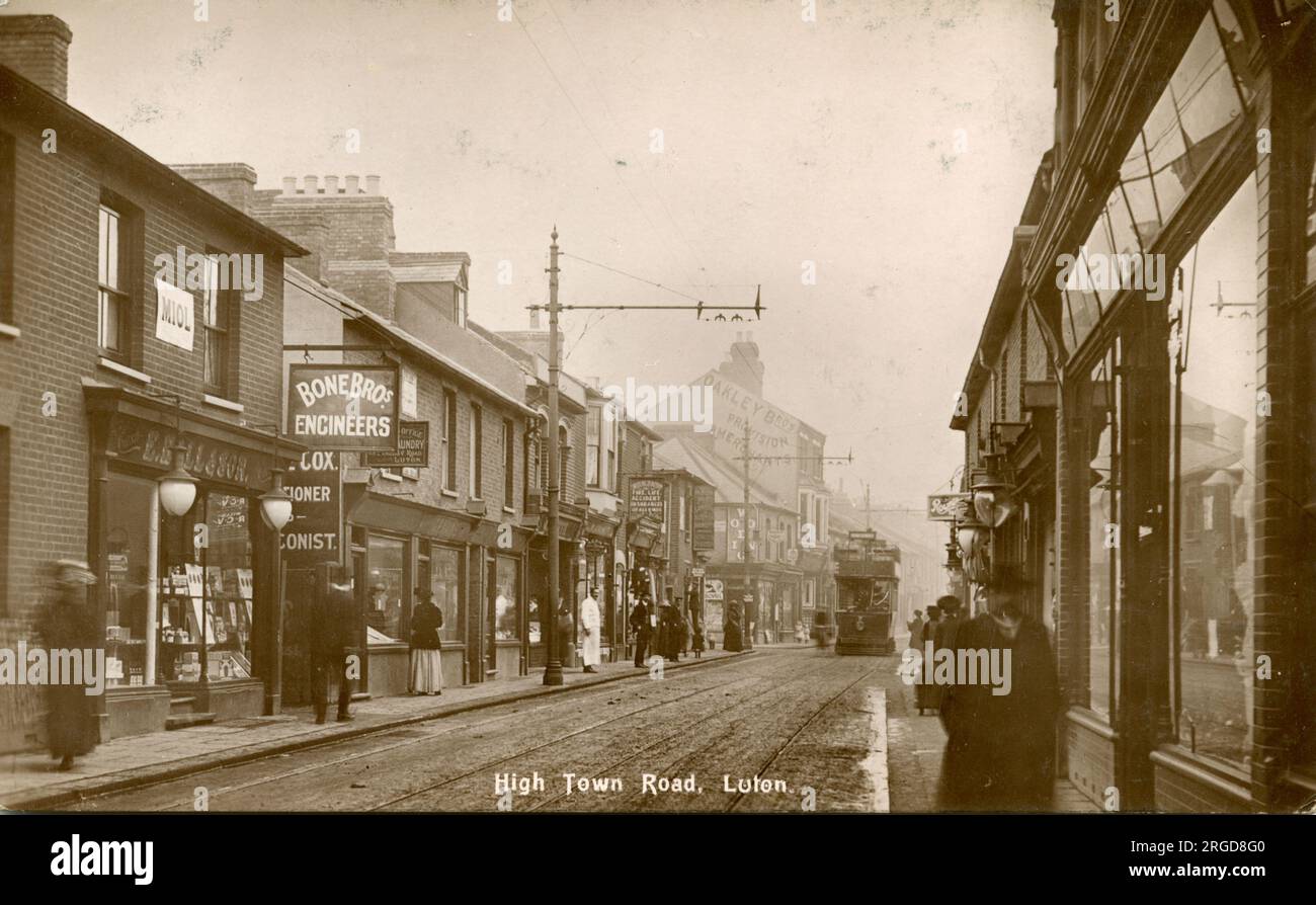 High Town Road, Luton - real photo postcard by T. Marston, Luton c ...