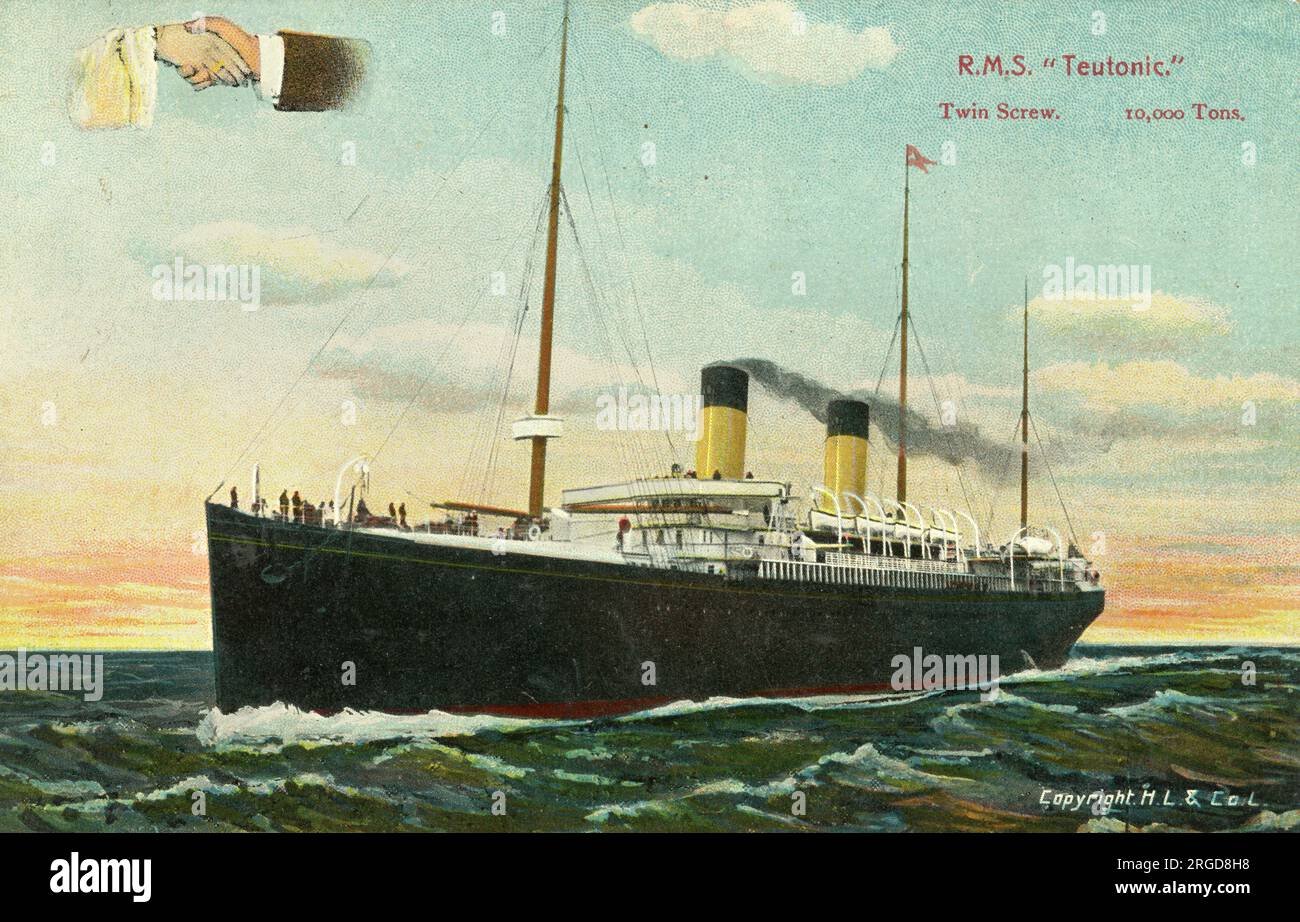 Steam Ship RMS Teutonic - postard published by Hugo Lang and Co ...