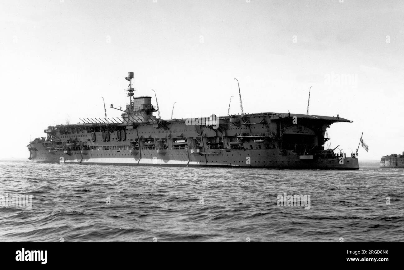 Royal Navy - HMS Courageous 50, an aircraft carrier, seen in July 1936 ...