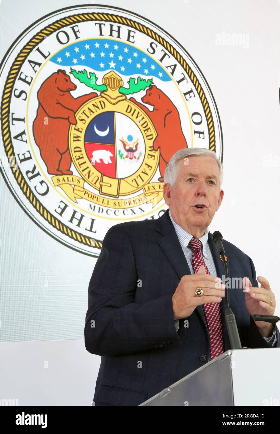 St. Louis, United States. 08th Aug, 2023. Missouri Governor Mike Parson ...