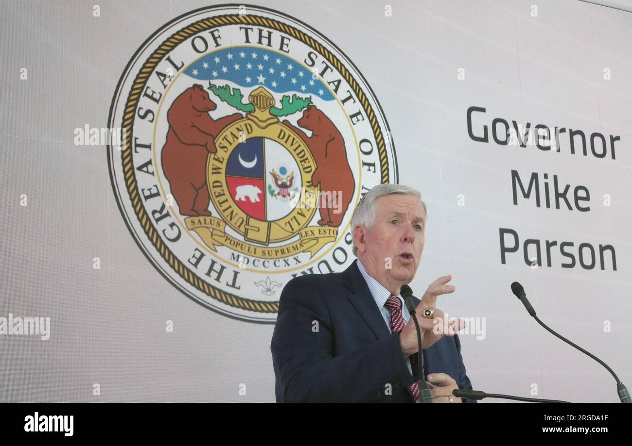 St. Louis, United States. 08th Aug, 2023. Missouri Governor Mike Parson ...
