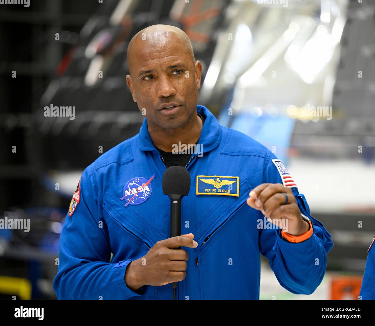 NASA's Artemis II crew member Pilot Victor Glover, responds to ...