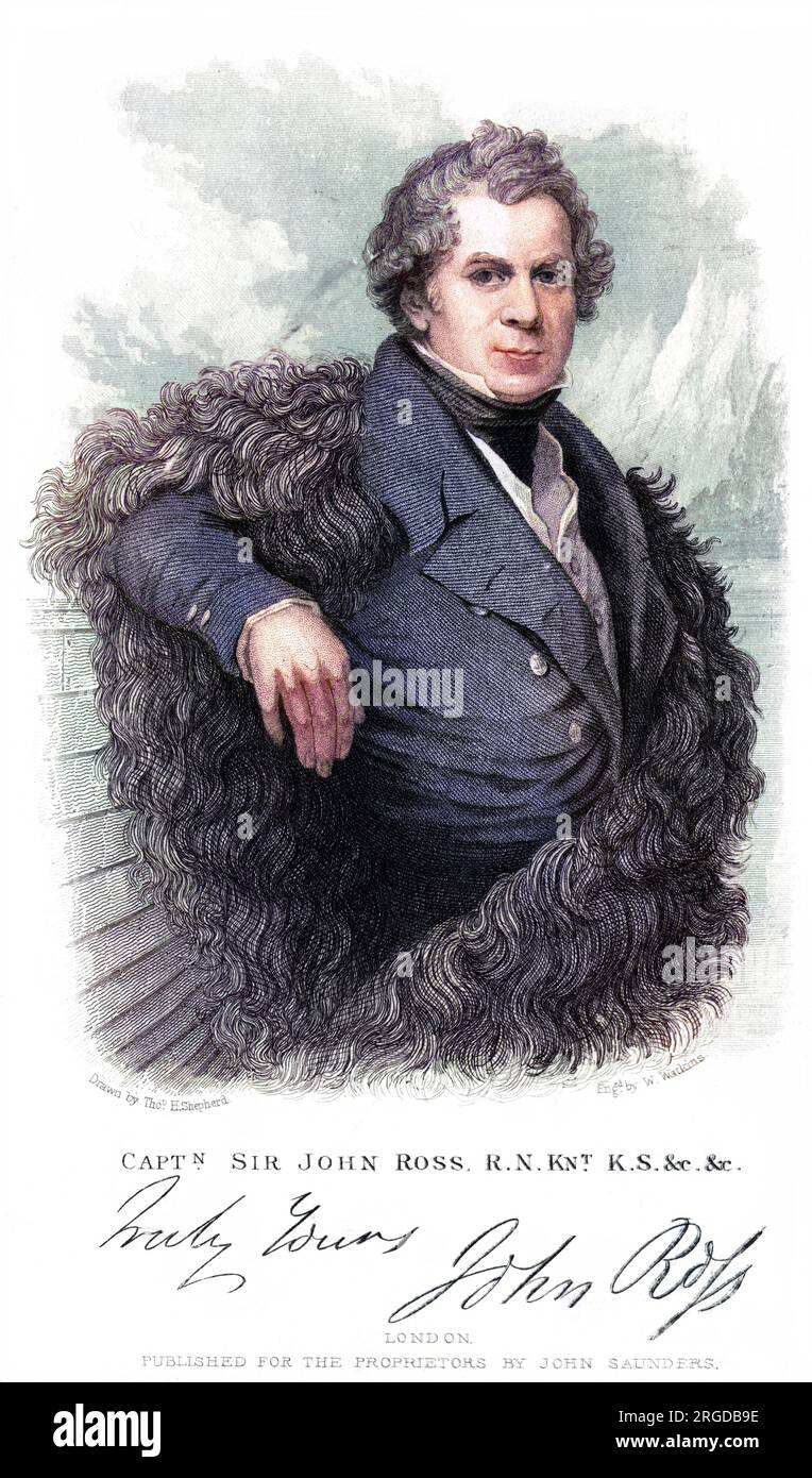 Sir JOHN ROSS Arctic explorer, with a thick fur to keep him warm with ...