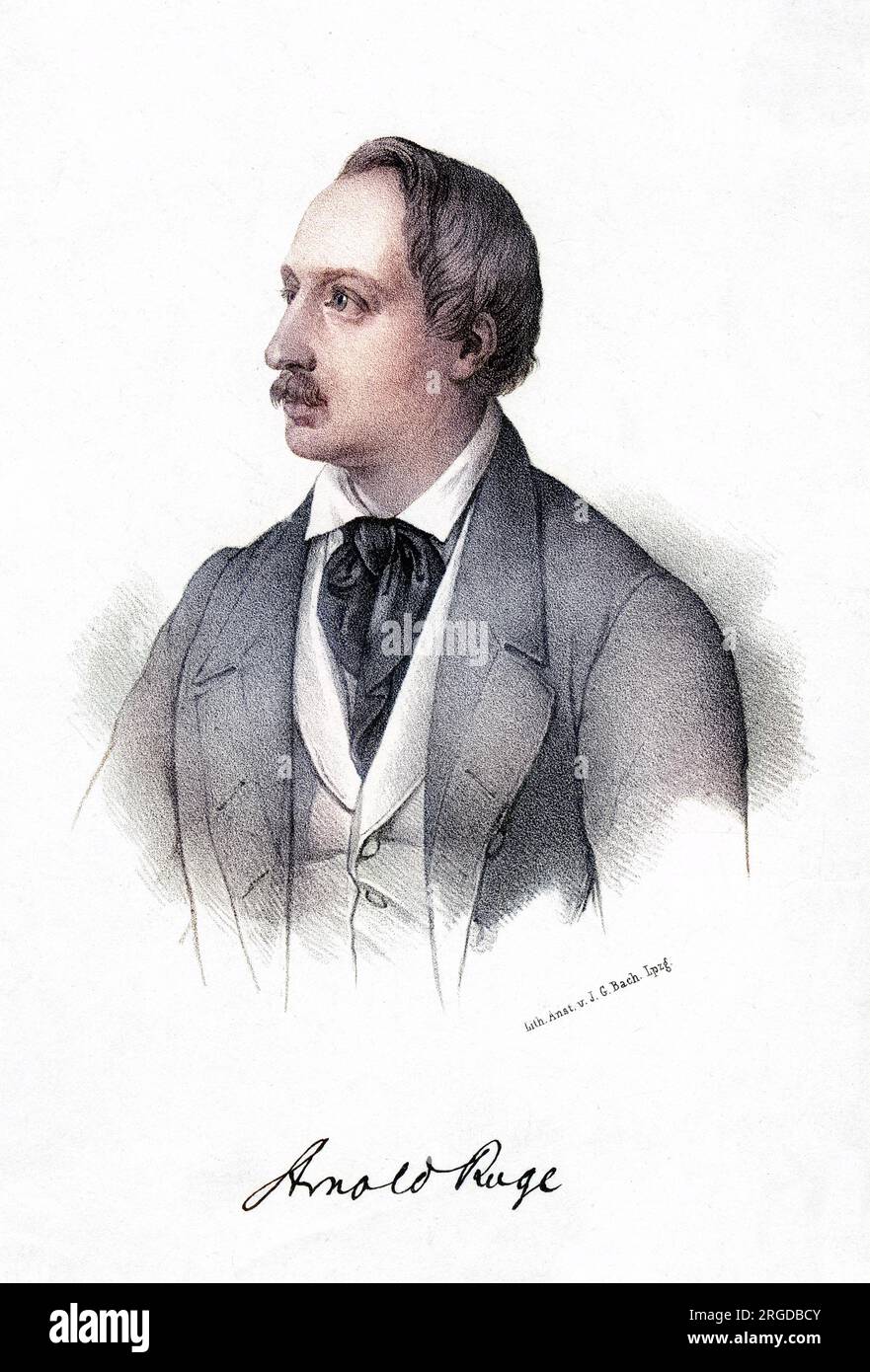 ARNOLD RUGE German political philosopher with his autograph Stock Photo ...