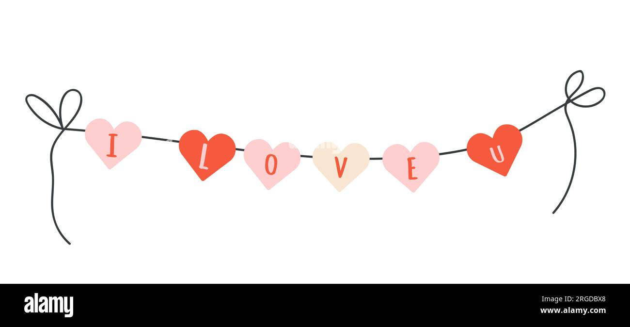 Decorative hearts garland. Love celebrate holiday, valentine day vector ...