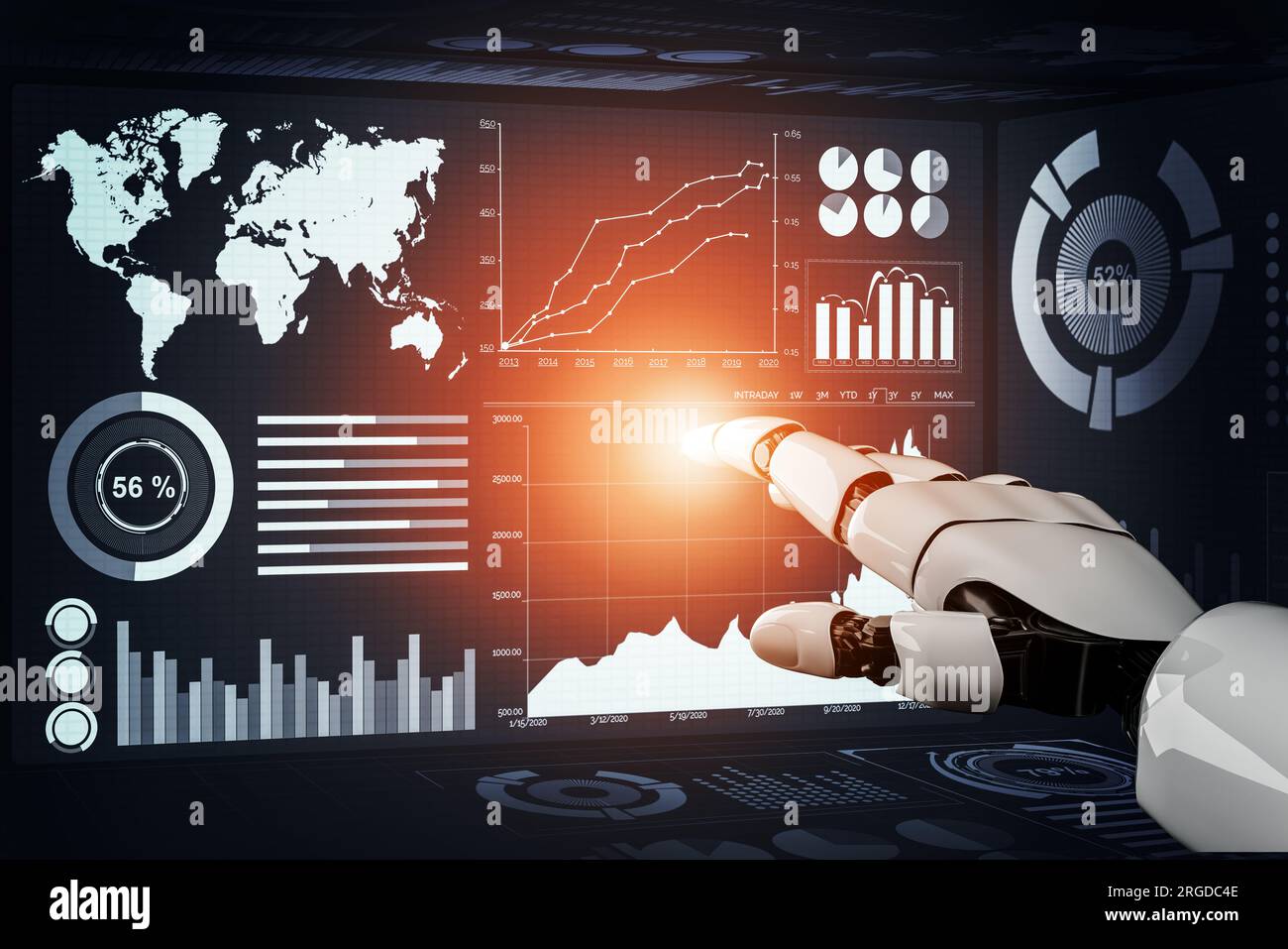 3D Rendering Futuristic robot technology development, artificial intelligence AI, and machine ...