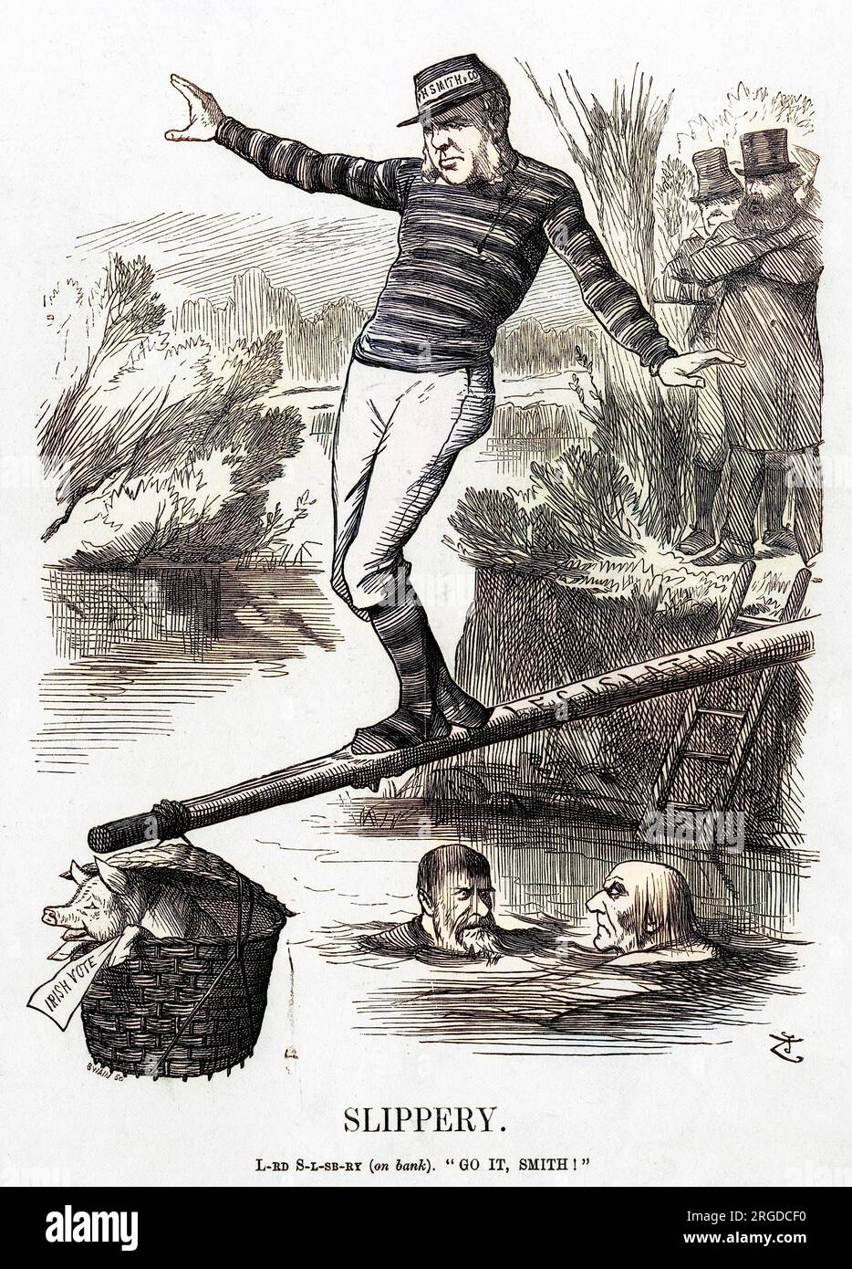 Cartoon, Slippery -- WILLIAM HENRY SMITH MP, depicted trying to capture ...