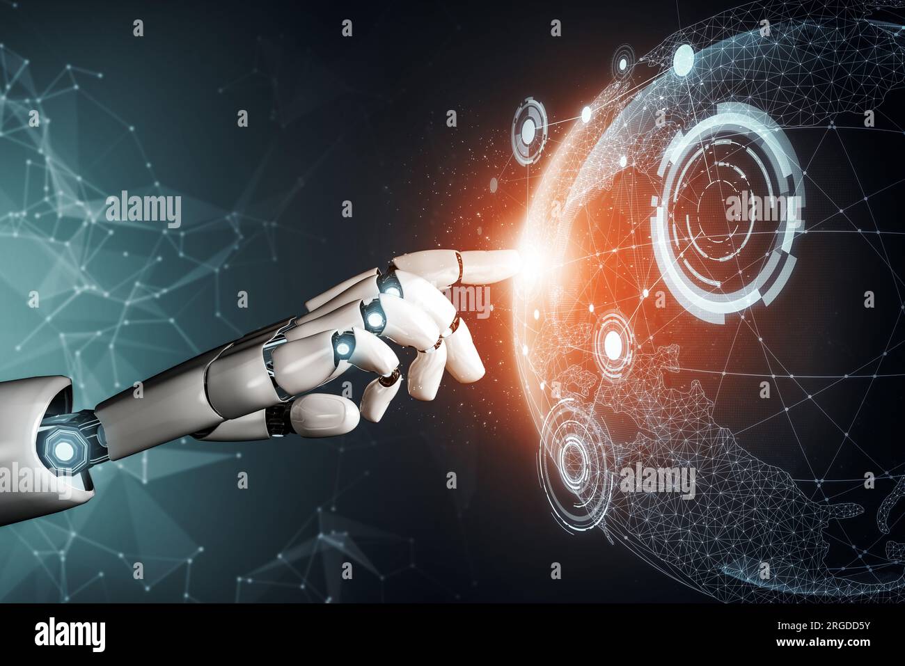 3D Rendering Futuristic robot technology development, artificial intelligence AI, and machine ...