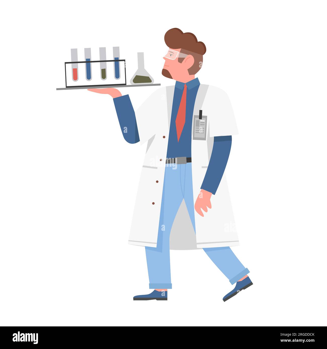 Scientist man with chemistry flasks. Researcher with tests tubes vector ... Scientist man with chemistry flasks. Researcher with tests tubes vector ...