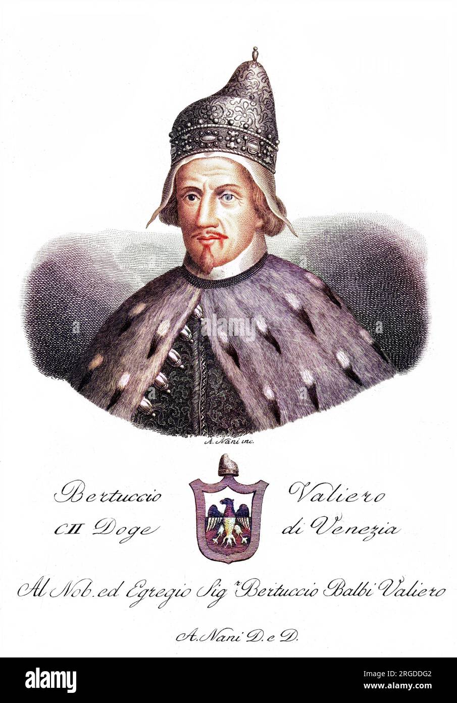BERTUCCIO VALIERO 102nd doge of Venice wearing the traditional headgear ...