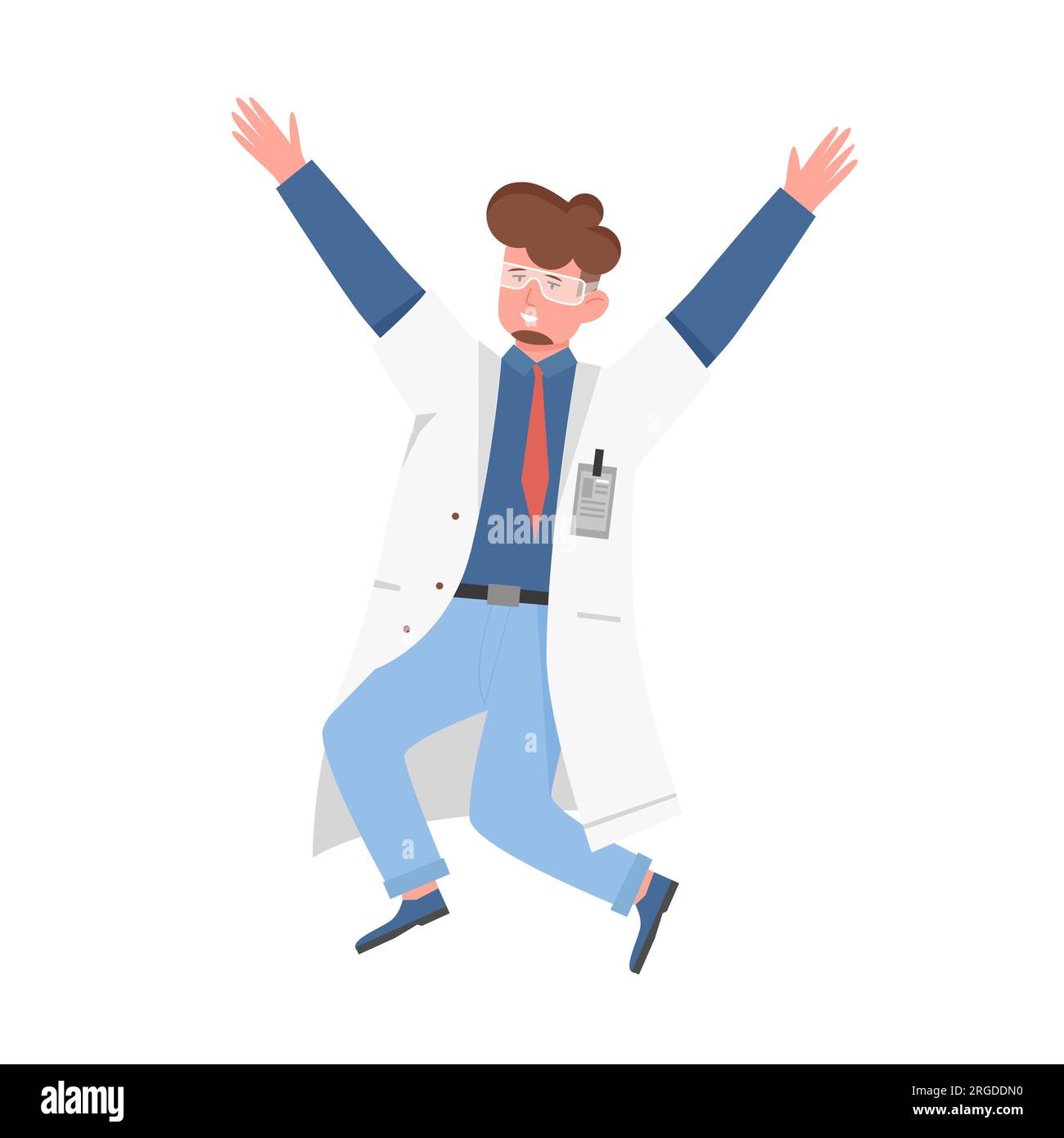 Happy scientist man. Excited laboratory researcher, science worker vector illustration Stock ...