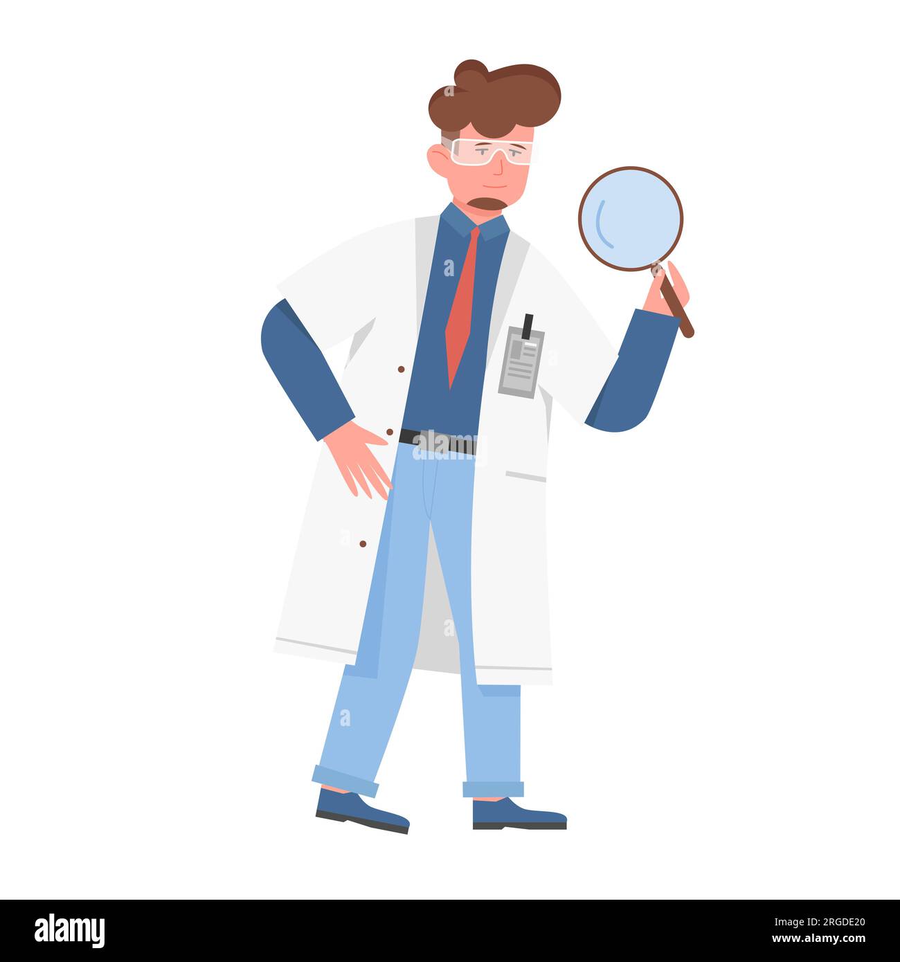 Scientist man with magnifying glass. Laboratory research and analysis ...