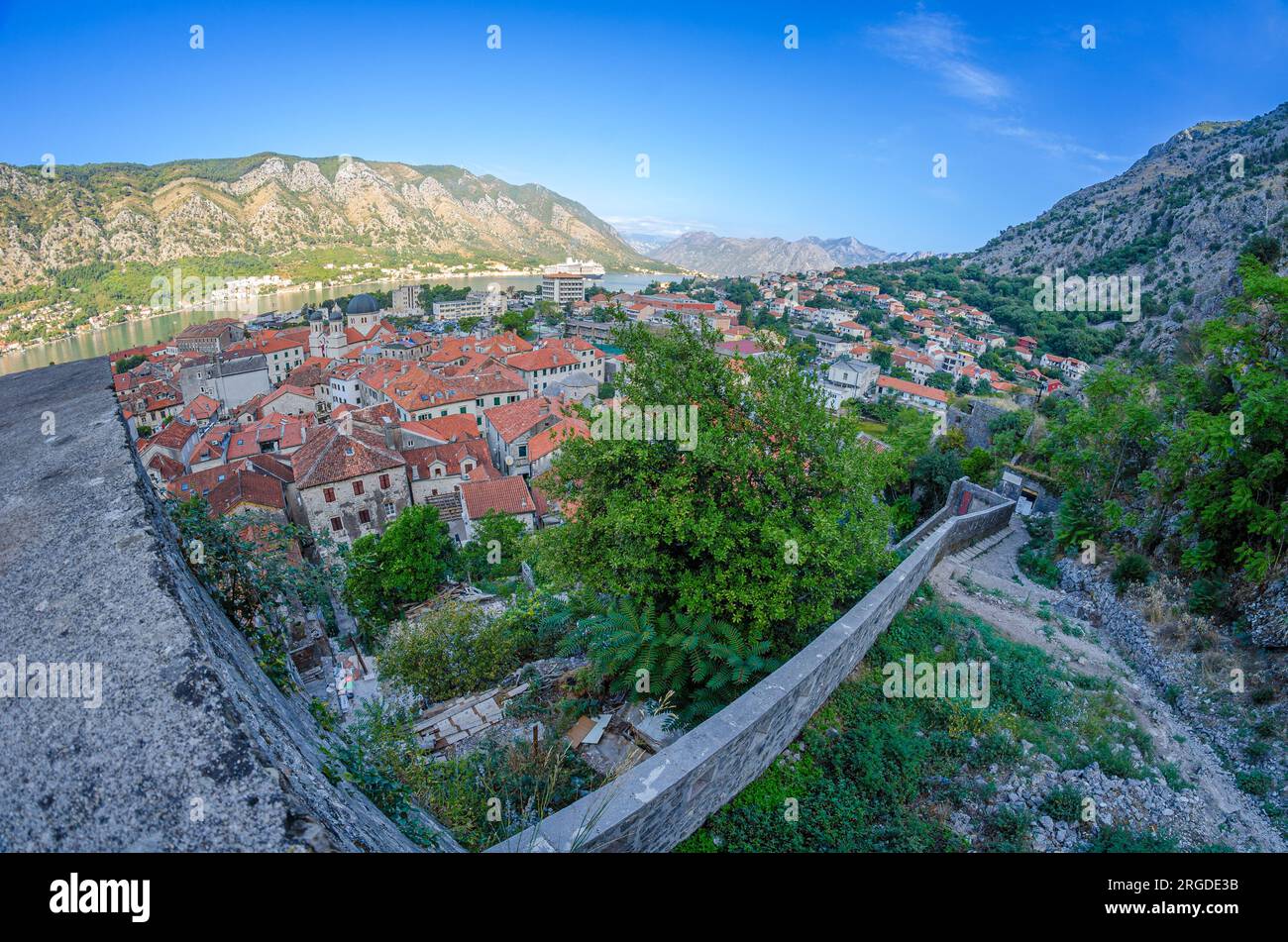 Panoramic view of Kotor old town and Kotor bay in Montenegro, taken ...