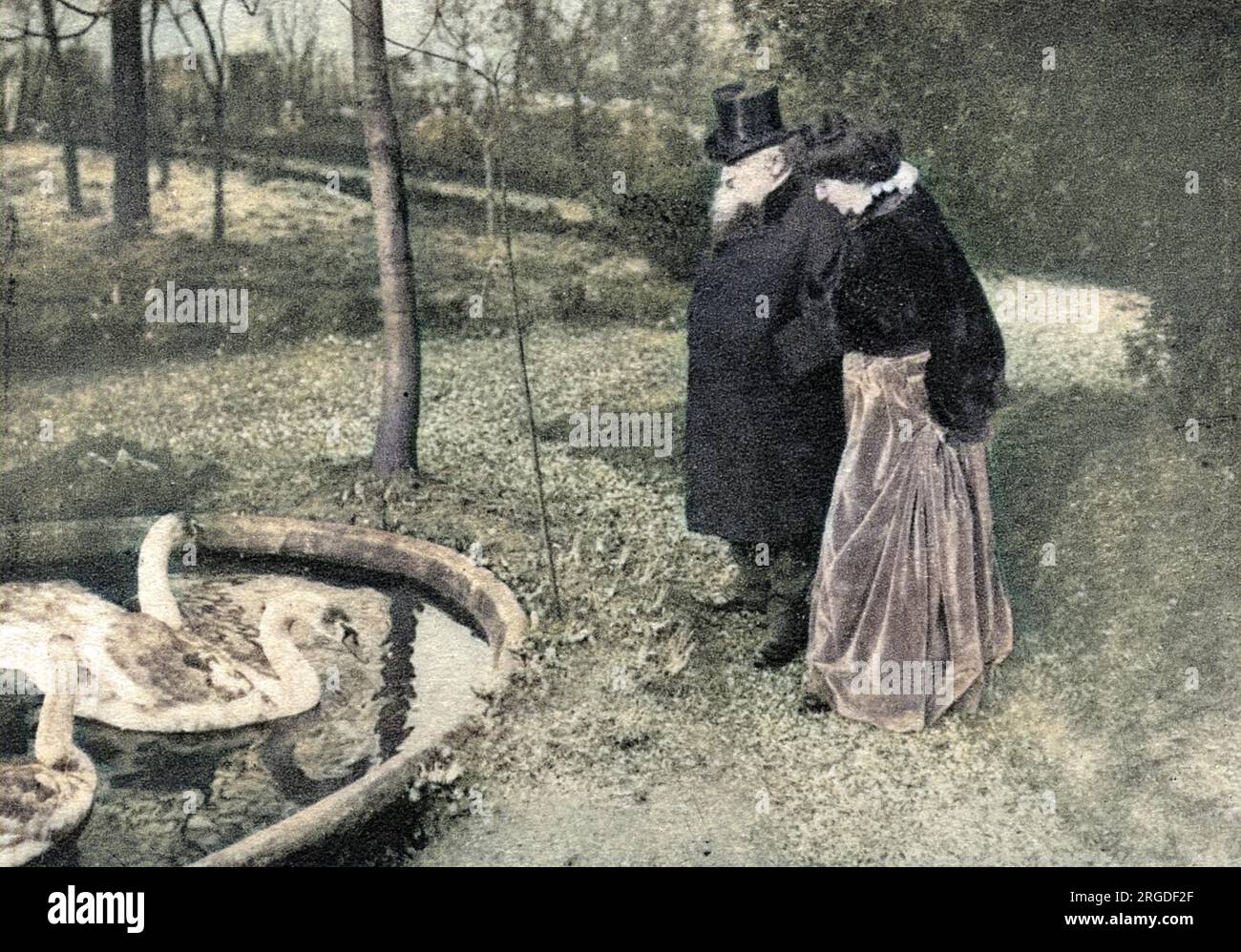 AUGUSTE RODIN (1840 - 1917), French sculptor, walking in his garden ...